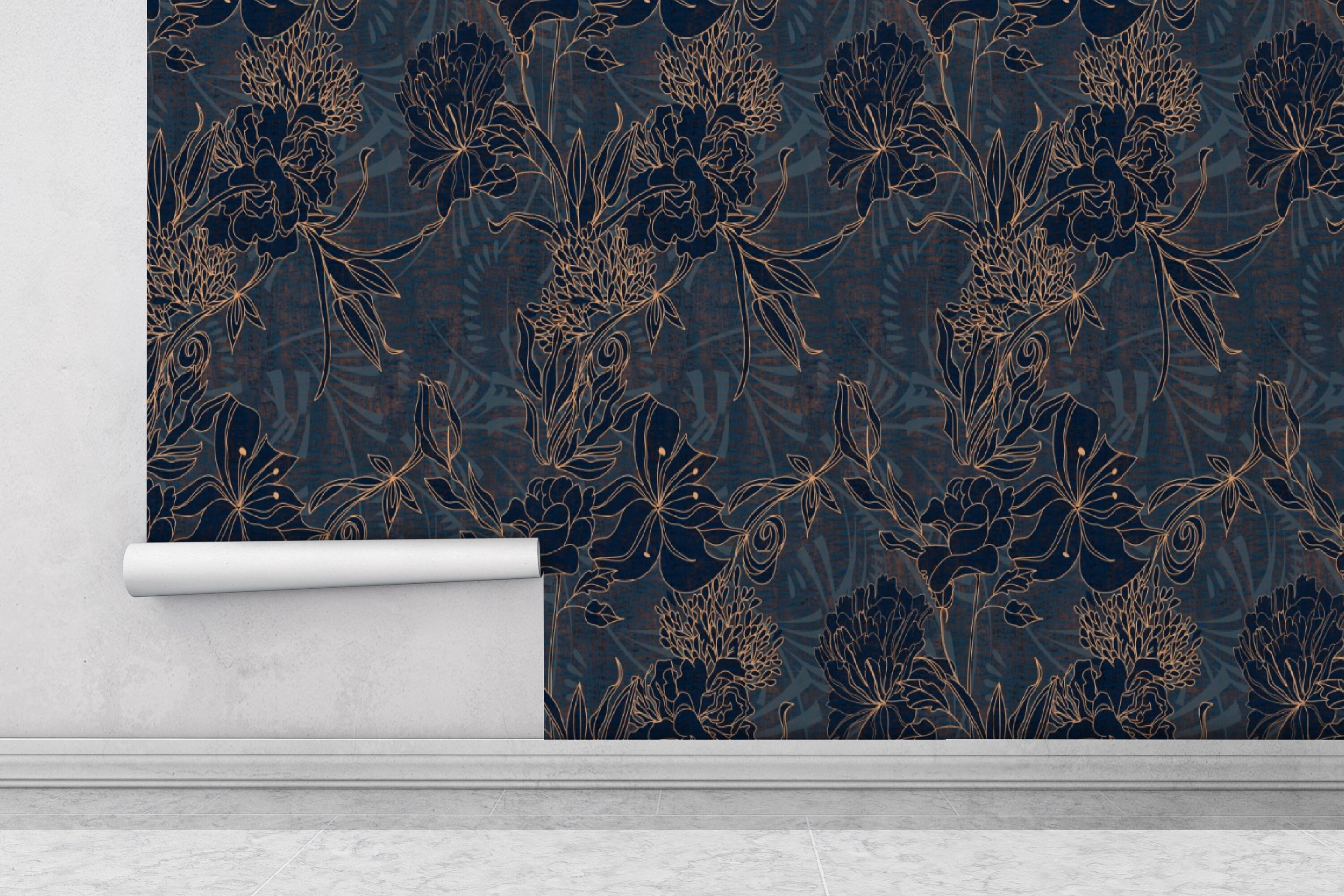 Line Drawing Flower Wallpaper, Removable Wallpaper, Peel and Stick ...