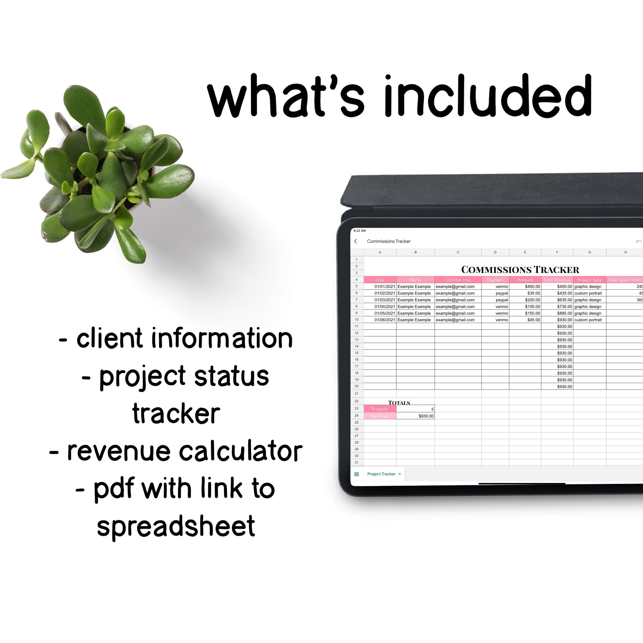 Freelancing Commissions Project Tracker Google Sheets Digital ...