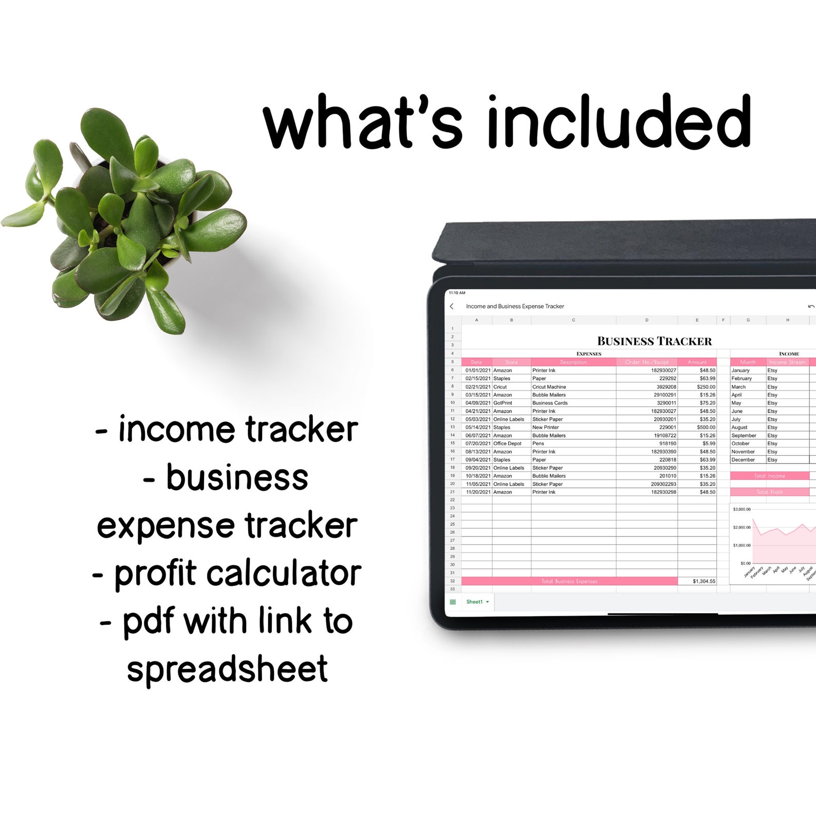 Business Tracker Google Sheets Digital File Small Business Expense and ...