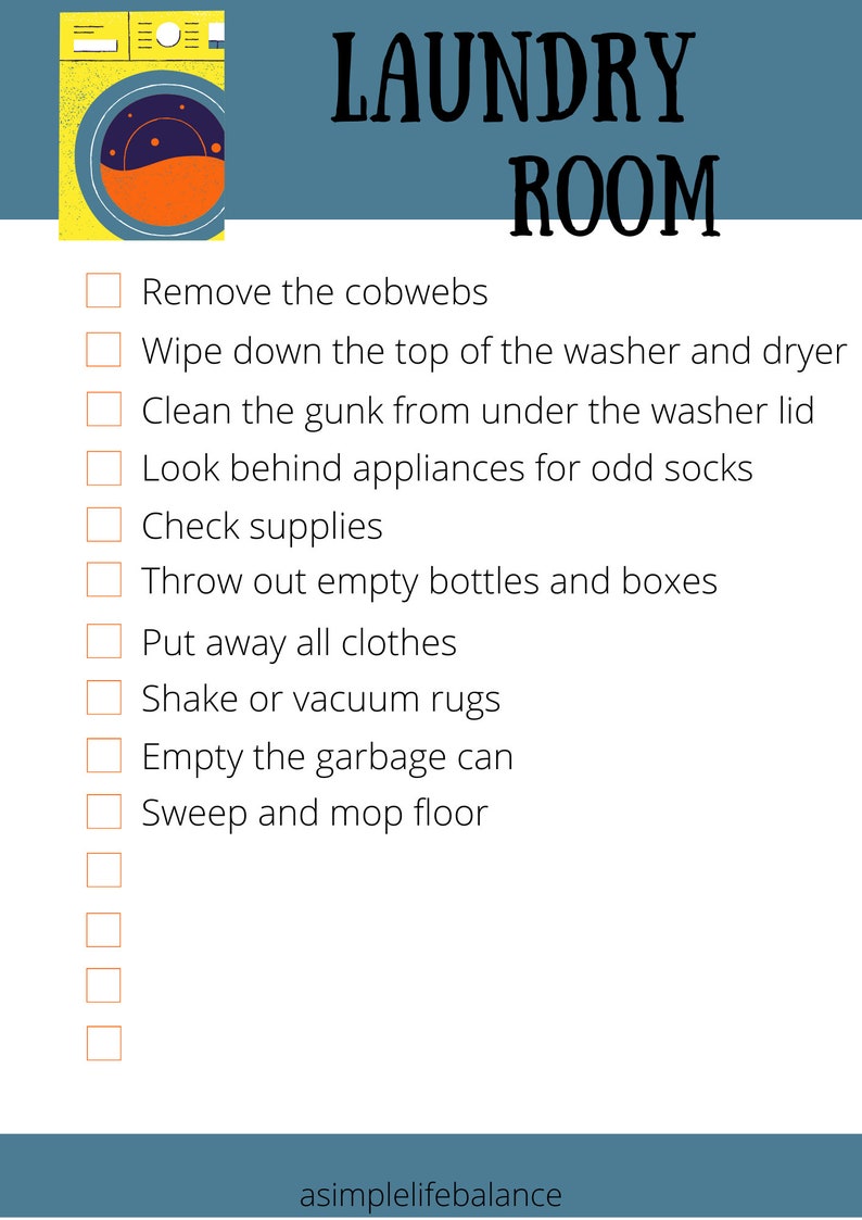 Detailed Home Cleaning Checklist: Digital Printable (every Room) - Etsy