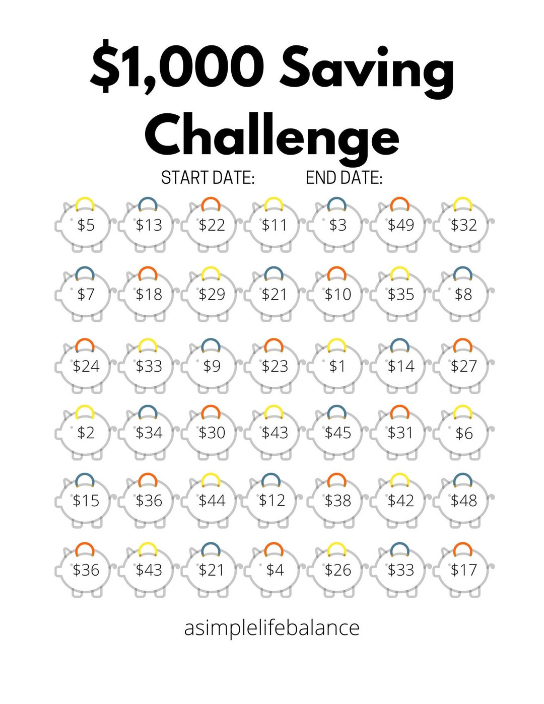 Saving Challenge Printable, Money Saving Challenge, Saving Challenge ...