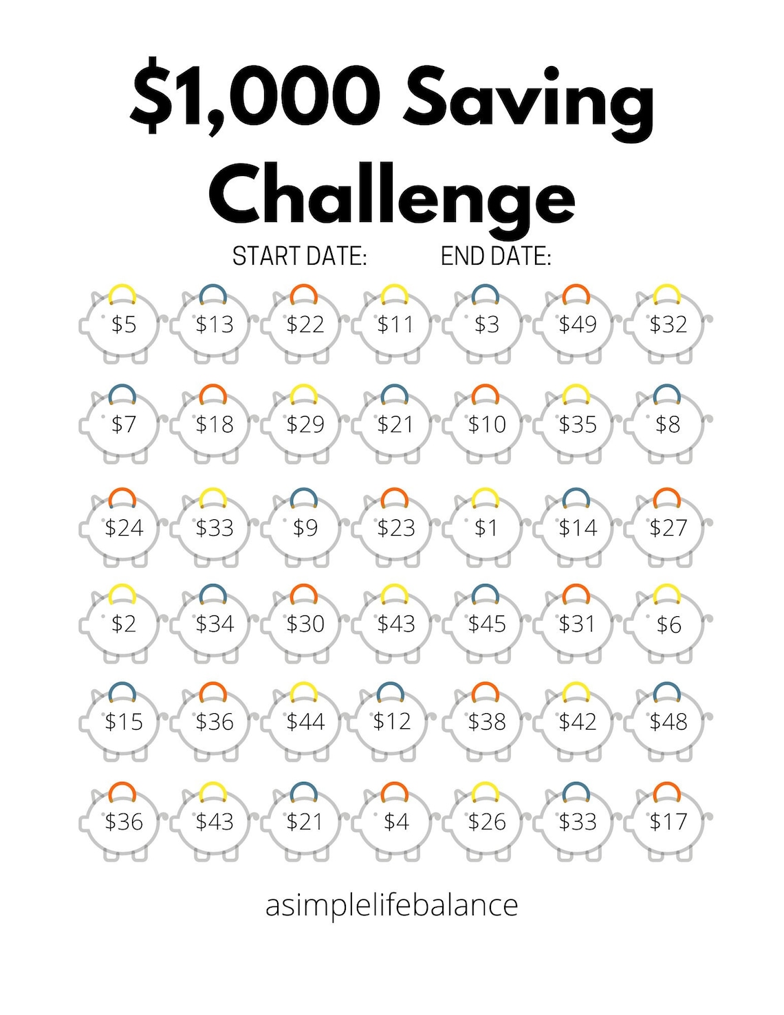 Saving Challenge Printable, Money Saving Challenge, Saving Challenge ...