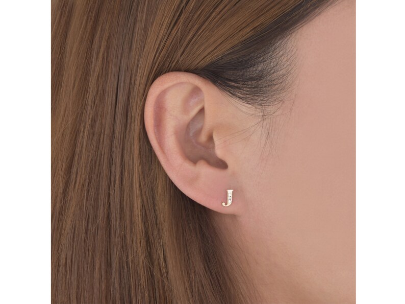 14K Initial J Stud Earrings PAIR Letter Stud Earrings - Etsy