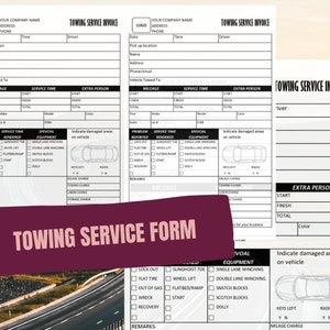 Editable Towing Service Invoice / Towing Service Form / Operation Form ...