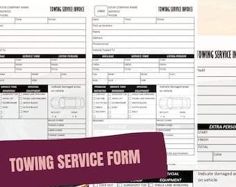 Towing Invoice Template Auto-calculated PDF Towing Invoice Form Google ...