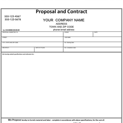 Contract Template / Printable Proposal & Contract Form / - Etsy