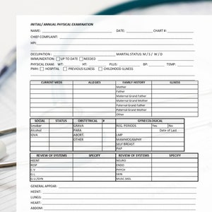 Physical Exam Form Template / Initial / Annual Physical Examination ...
