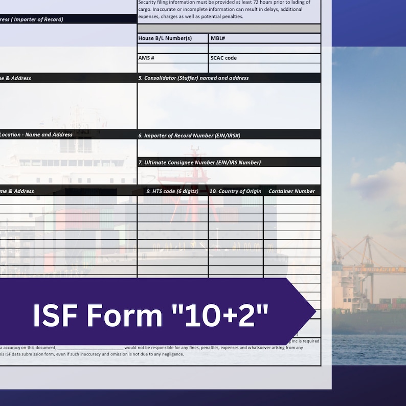 ISF Filling Form Template / Printable / Business Form Template / ISF ...