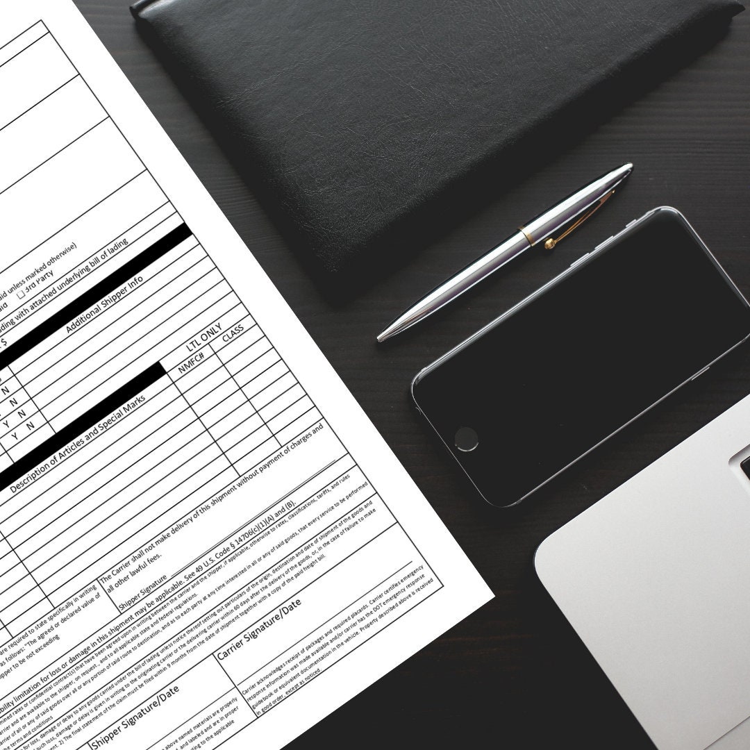 2 Page Bill of Lading Template / Printable / BL With Supplement Page ...