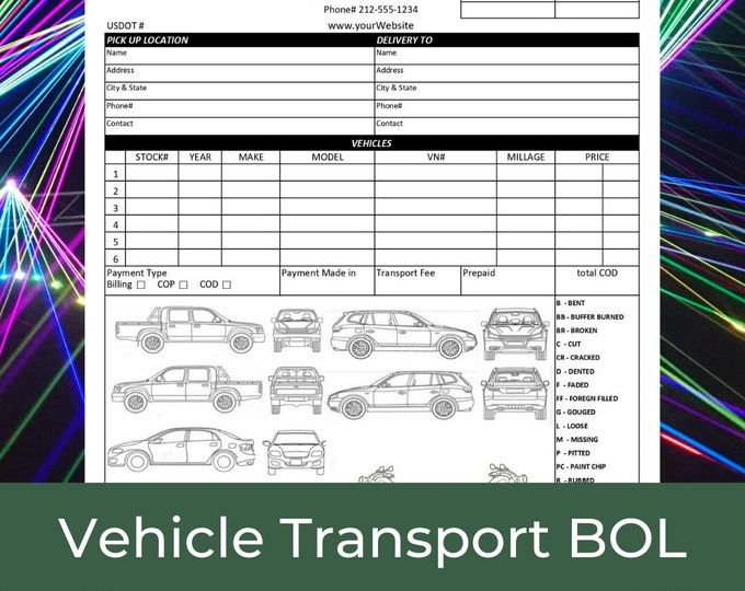 Bill of Lading Template / Printable / Business Form Template / BOL ...