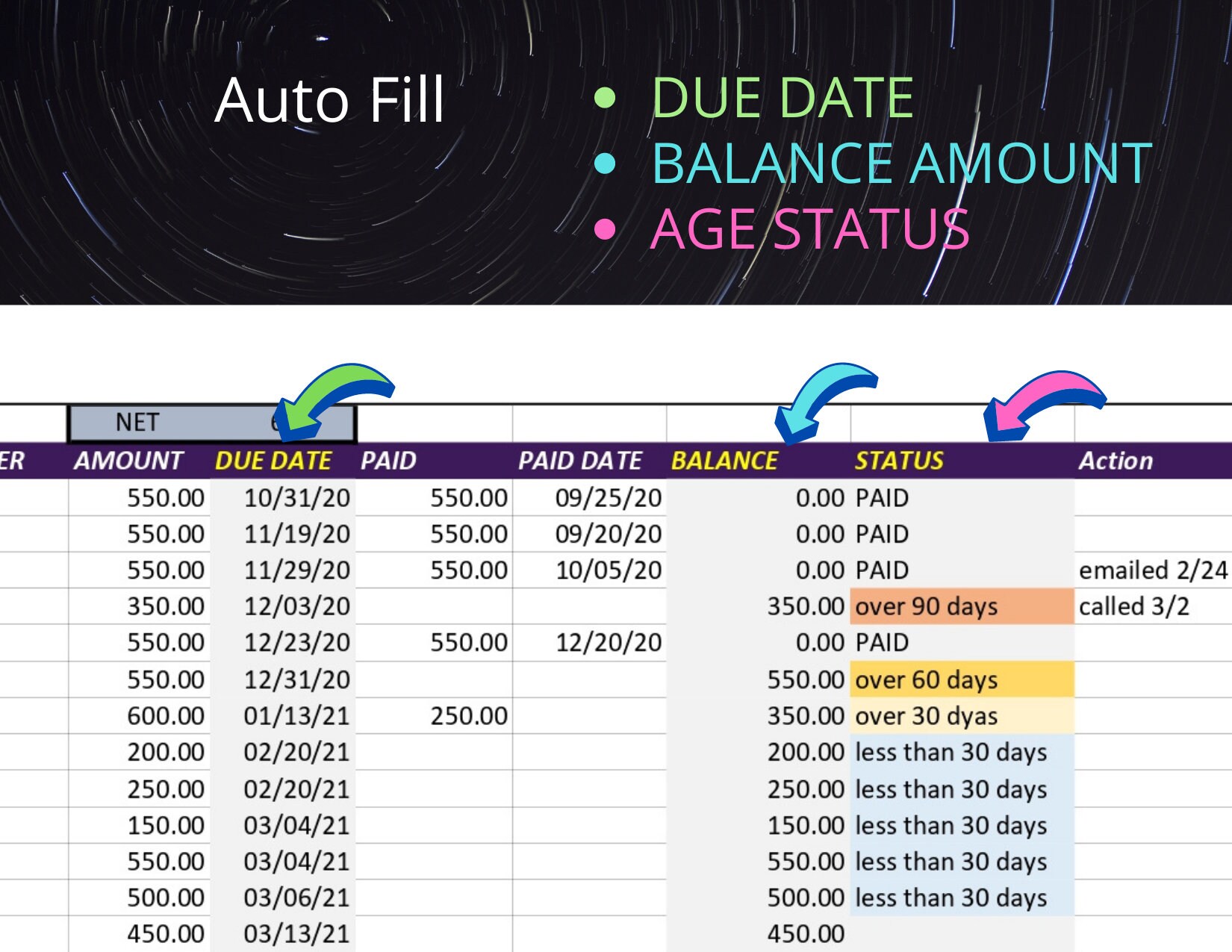 Invoice Log in Excel/ Invoice Tracker / Auto Calculate / Printable ...
