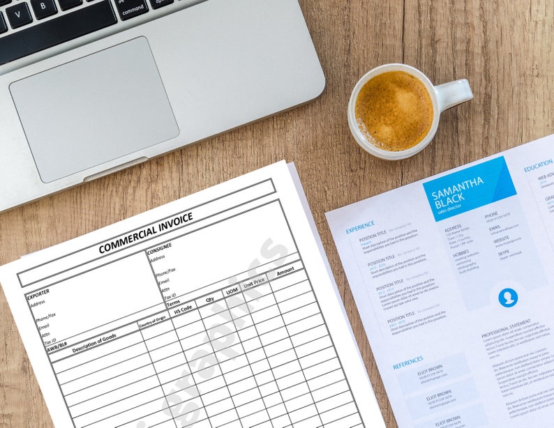 Printable Commercial Invoice Template in Excel / Business Form Template ...