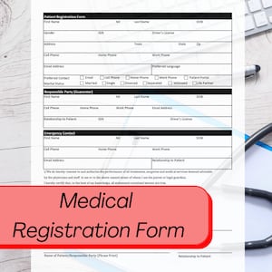 A Set of Medical Registration Form Template / Printable Editable ...