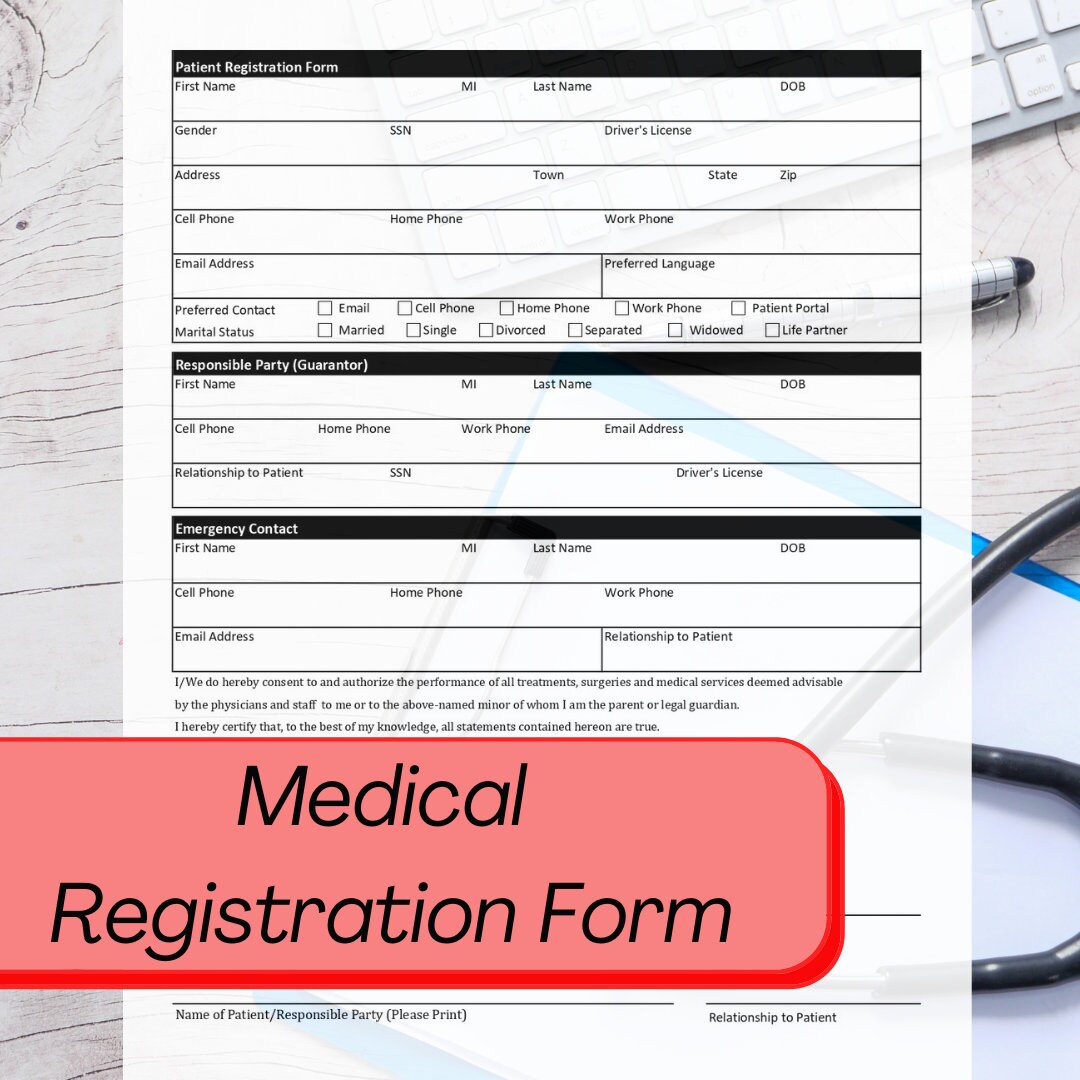 A Set of Medical Registration Form Template / Printable Editable ...