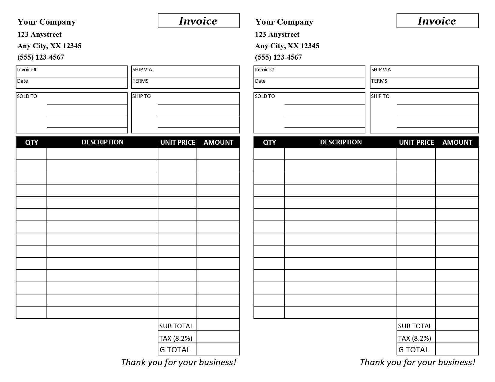 Invoice Template / Printable Invoice / Business Form Template / Invoice ...