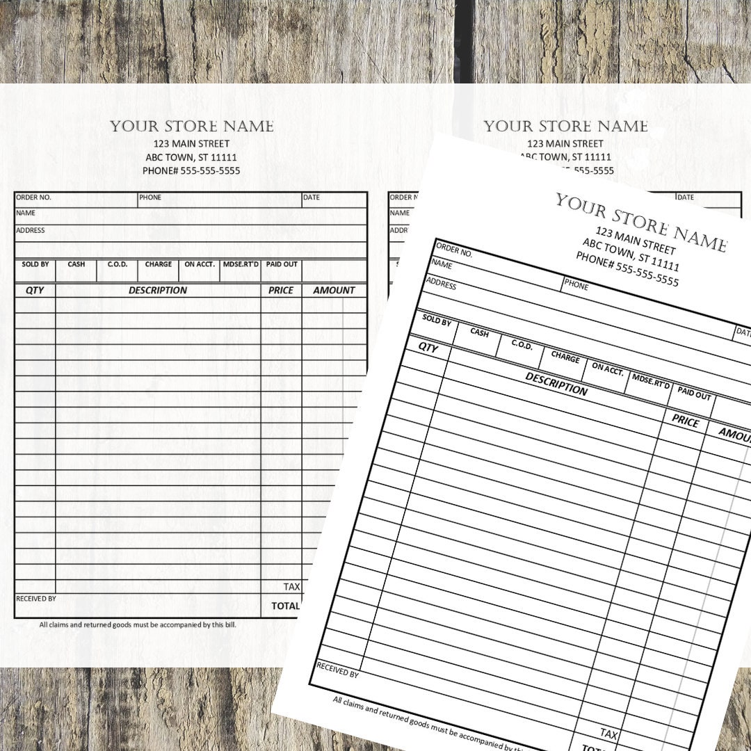 Simple Order Form for Store Front / Editable Printable Invoice ...