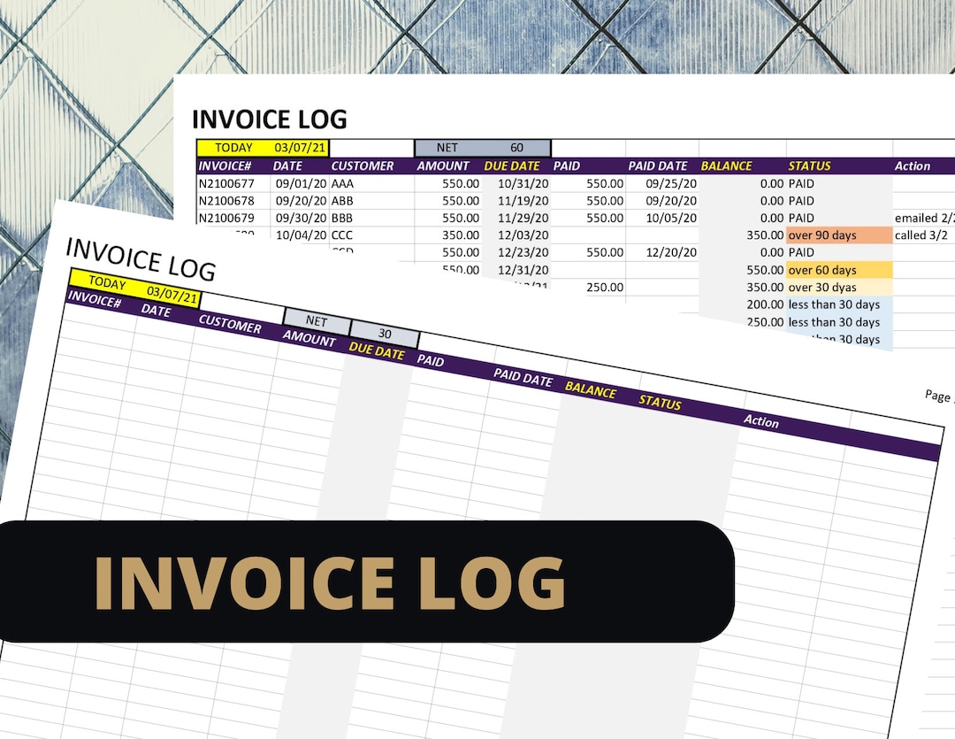 Invoice Log in Excel/ Invoice Tracker / Auto Calculate / Printable ...