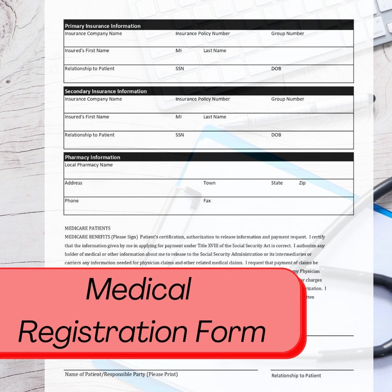 A Set of Medical Registration Form Template / Printable Editable ...