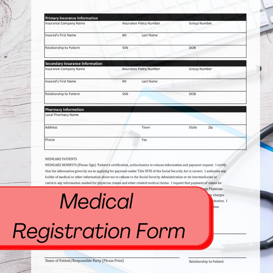 A Set of Medical Registration Form Template / Printable Editable ...