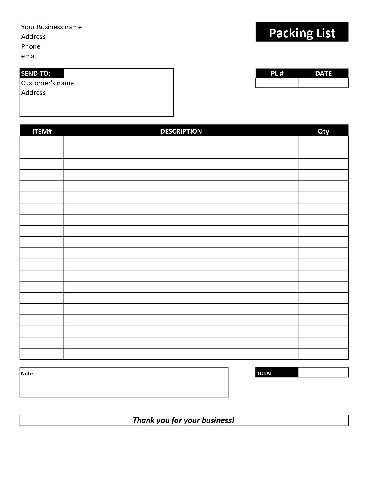Set of Estimate and Packing List Template / Printable / Business Form ...