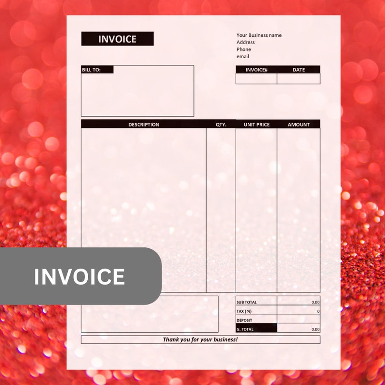 Set of Simple Invoice & Receipt Template / Fully Editable / EXCEL and ...