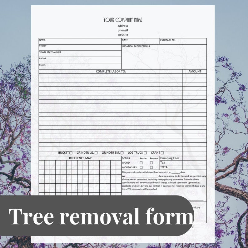 Tree Removal Service Work Order & Invoice / Business Form Template ...