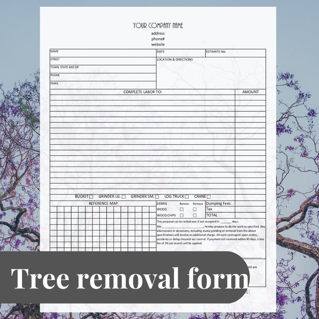 Tree Removal Service Work Order & Invoice / Business Form Template ...