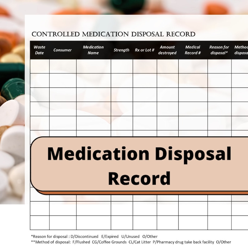 Medication Disposal Record in Excel/ Editable / Controlled Medication ...