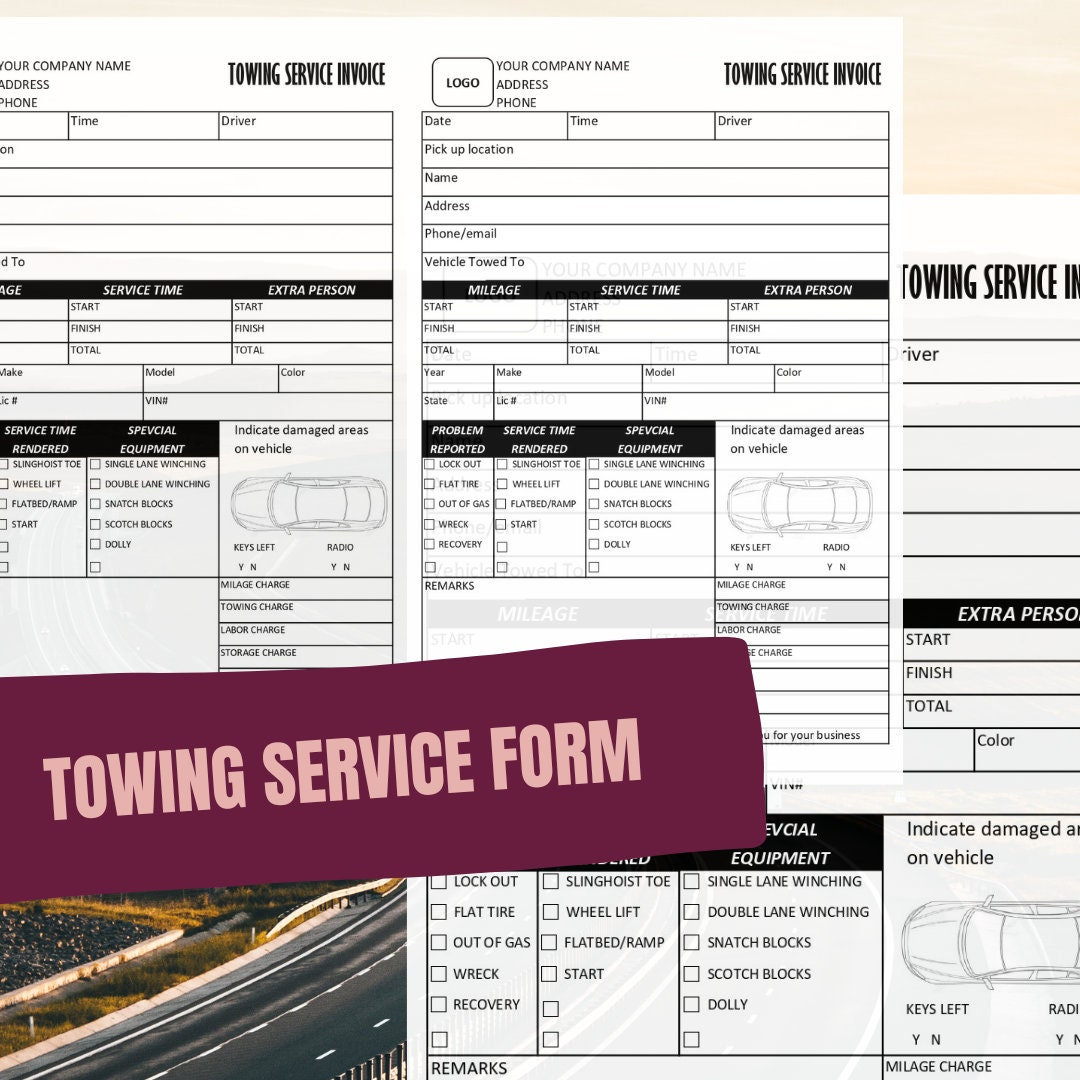 Editable Towing Service Invoice / Towing Service Form / Operation Form ...