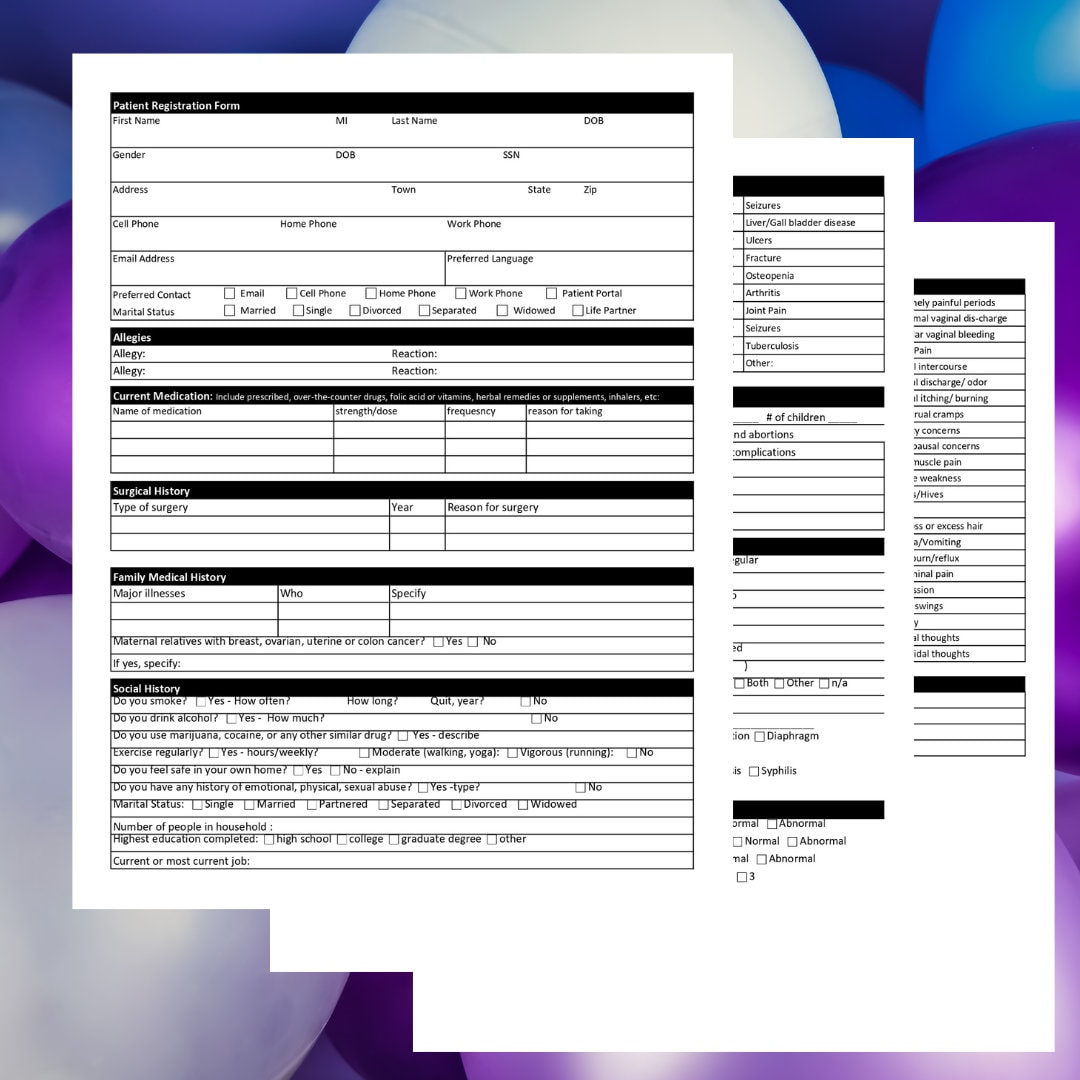 A Set of Medical Registration Form Template / Printable Editable ...