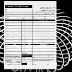 HVAC Service Order Form Template / Business Form Template / Digital ...