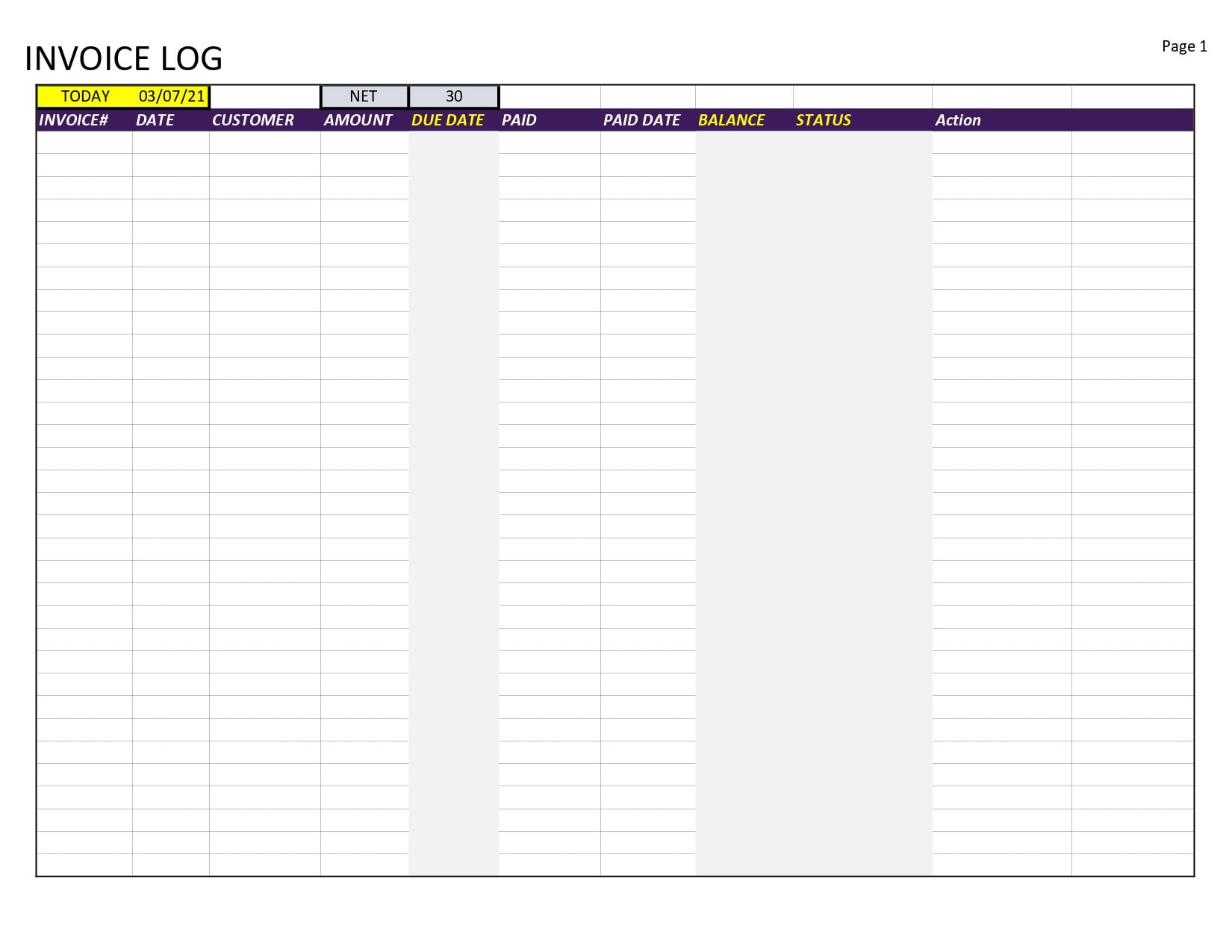 Invoice Log in Excel/ Invoice Tracker / Auto Calculate / Printable ...