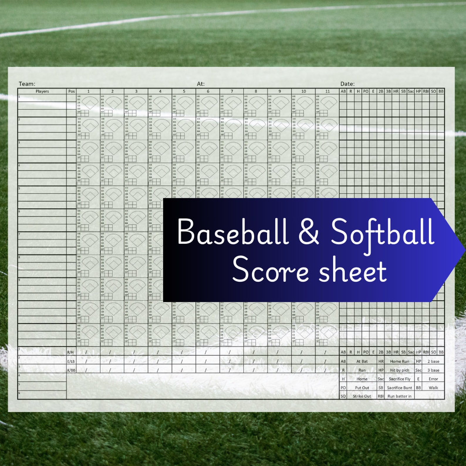 Baseball and Softball Scorebook Template / Printable Score Sheet ...