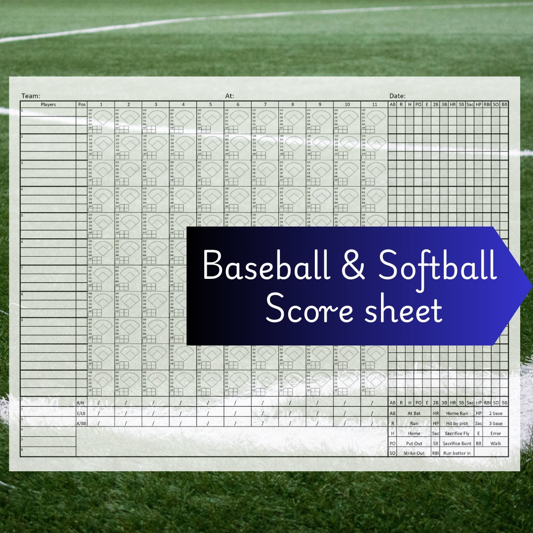 Baseball and Softball Scorebook Template / Printable Score Sheet/ Digital Download / Ready to ...