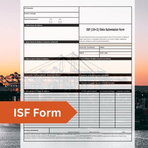 ISF Filling Form Template / Printable / Business Form Template / ISF ...