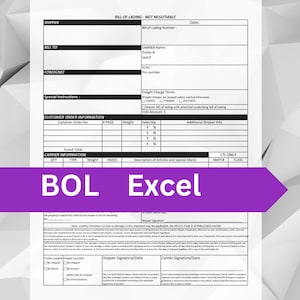Bill of Lading Template / Printable / Business Form Template / BOL ...