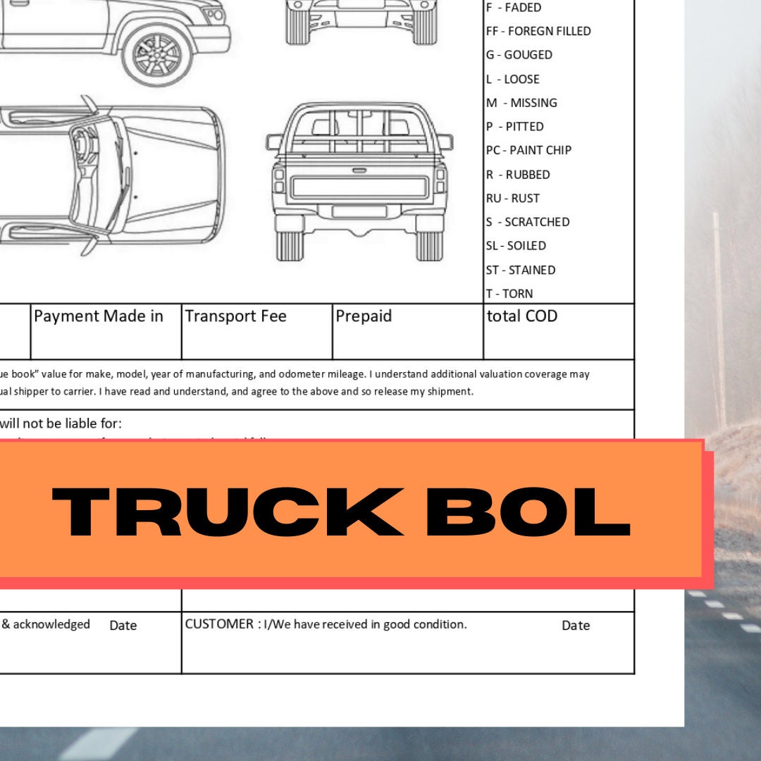 Truck Bill of Lading Template / Printable / Business Form Template ...