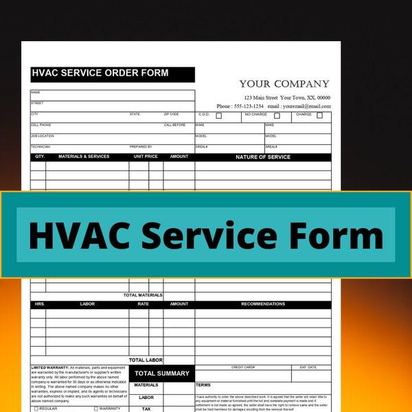 Hvac Work Order Template - Etsy