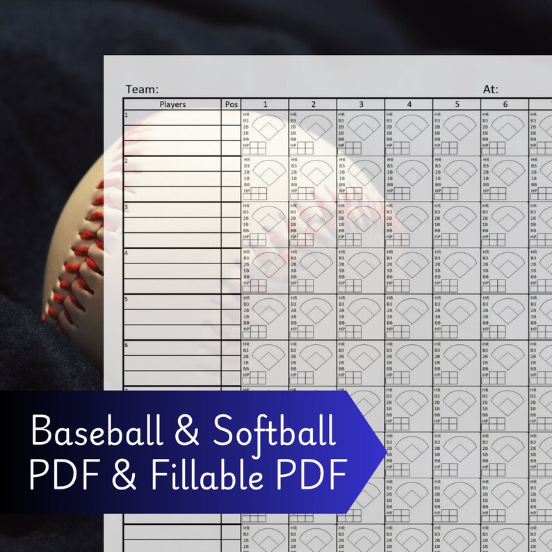 Baseball and Softball Scorebook Template / Printable Score Sheet ...