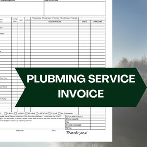 PLUMBING Service Work Order & Invoice / Business Form Template ...
