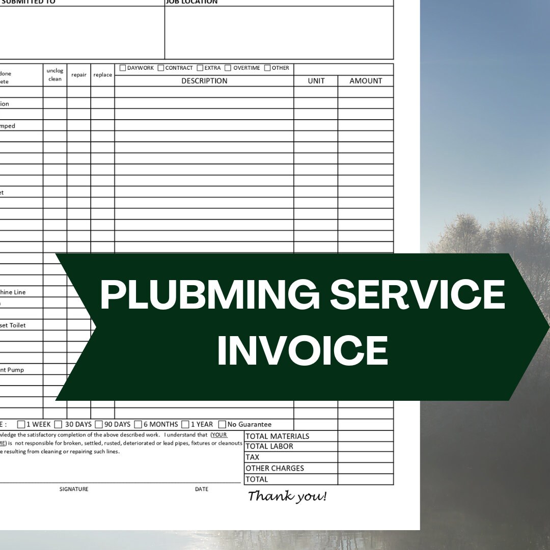 PLUMBING Service Work Order & Invoice / Business Form Template ...