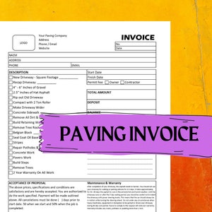 PAVING Service Estimate & Invoice / Business Form Template / Digital ...