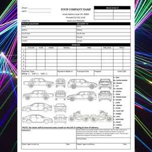 Vehicle Bill of Lading Template / Printable / Business Form Template ...