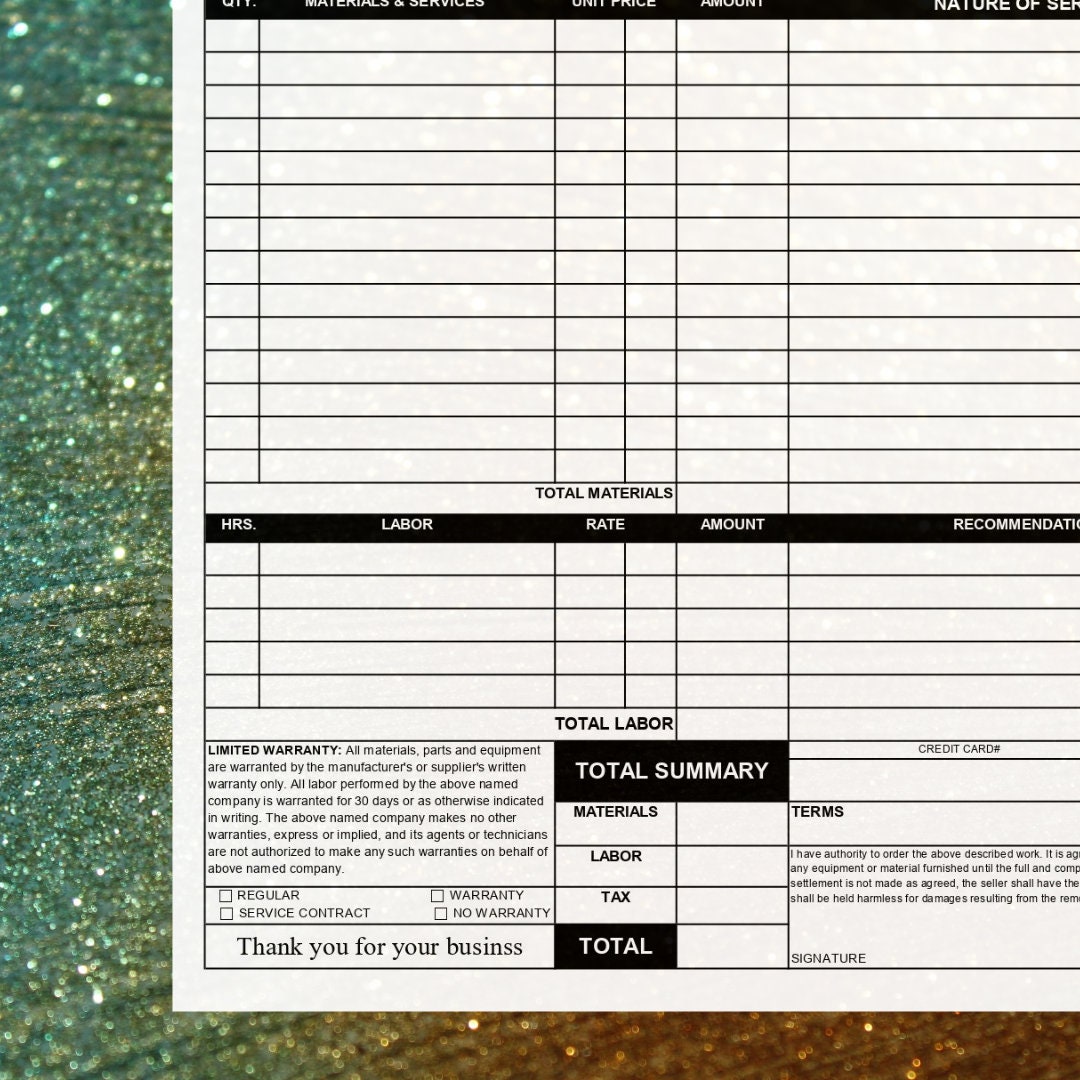 HVAC Service Order Form Template / Business Form Template / Digital ...