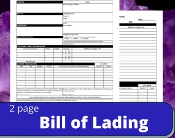 Bill of Lading Template Printable Form PDF File Instant - Etsy