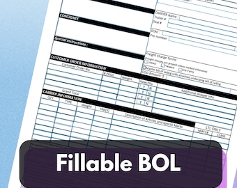 BOL Shipping Form | Bill of Lading Form | Fillable PDF | Digital ...
