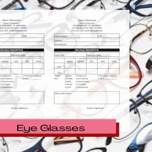Editable Prescription Set for Optometry / Contact Lens & Spectacle ...