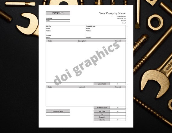 Printable Invoice Template in Excel / Service Business Form | Etsy