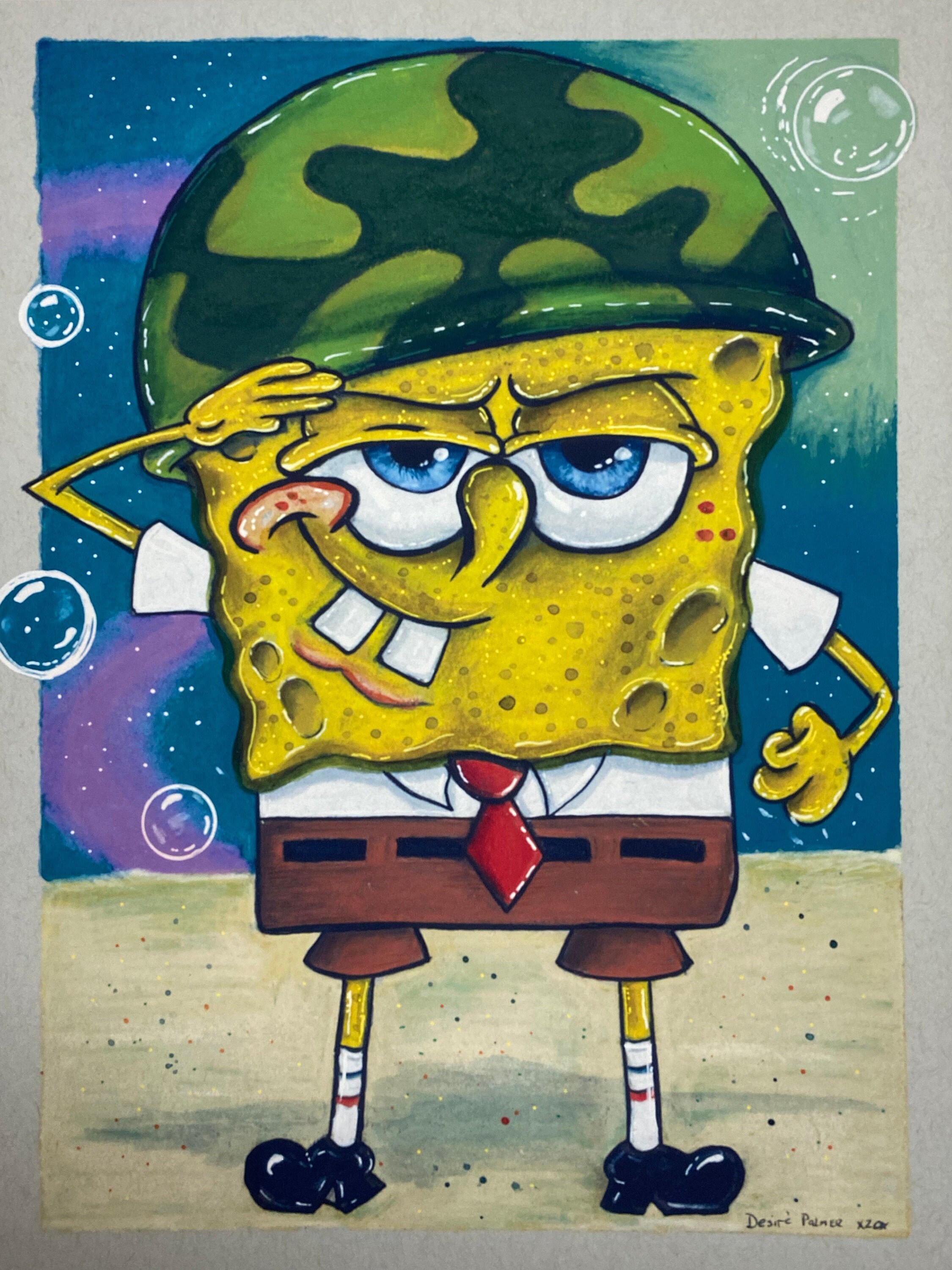 Spongebob Soldier print | Etsy
