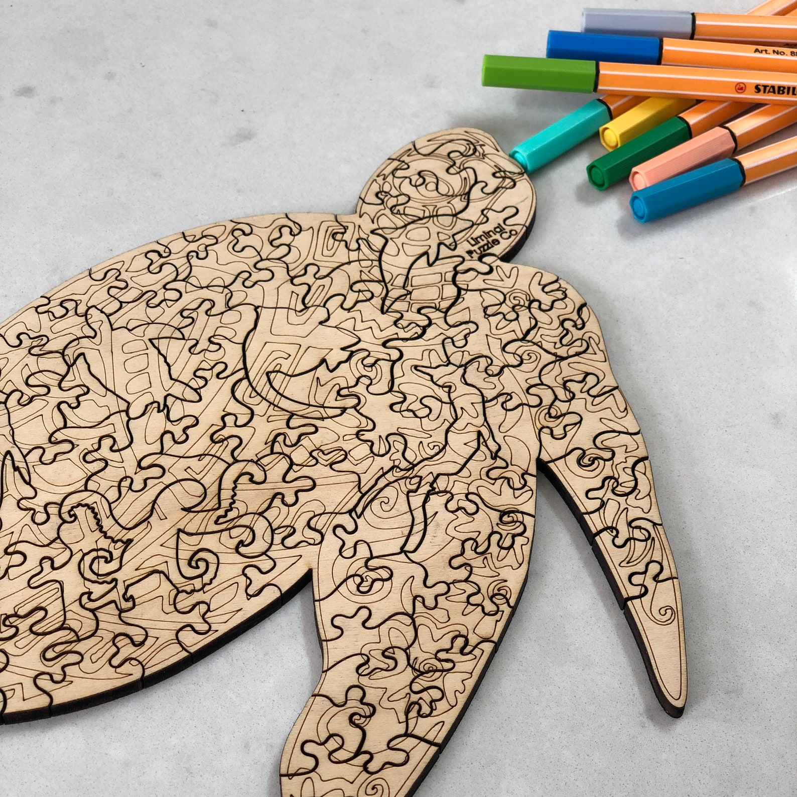 Turtle Adult Coloring Puzzle Zentangle - Etsy